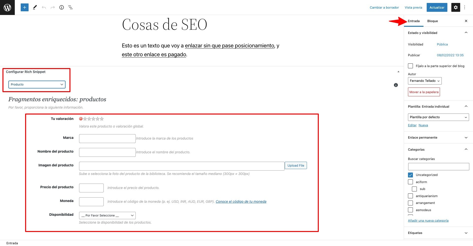Schema Rich Snippets en WordPress ¡¡¡El último método es el mejor y te sorprenderá!!! @ Ayuda ...