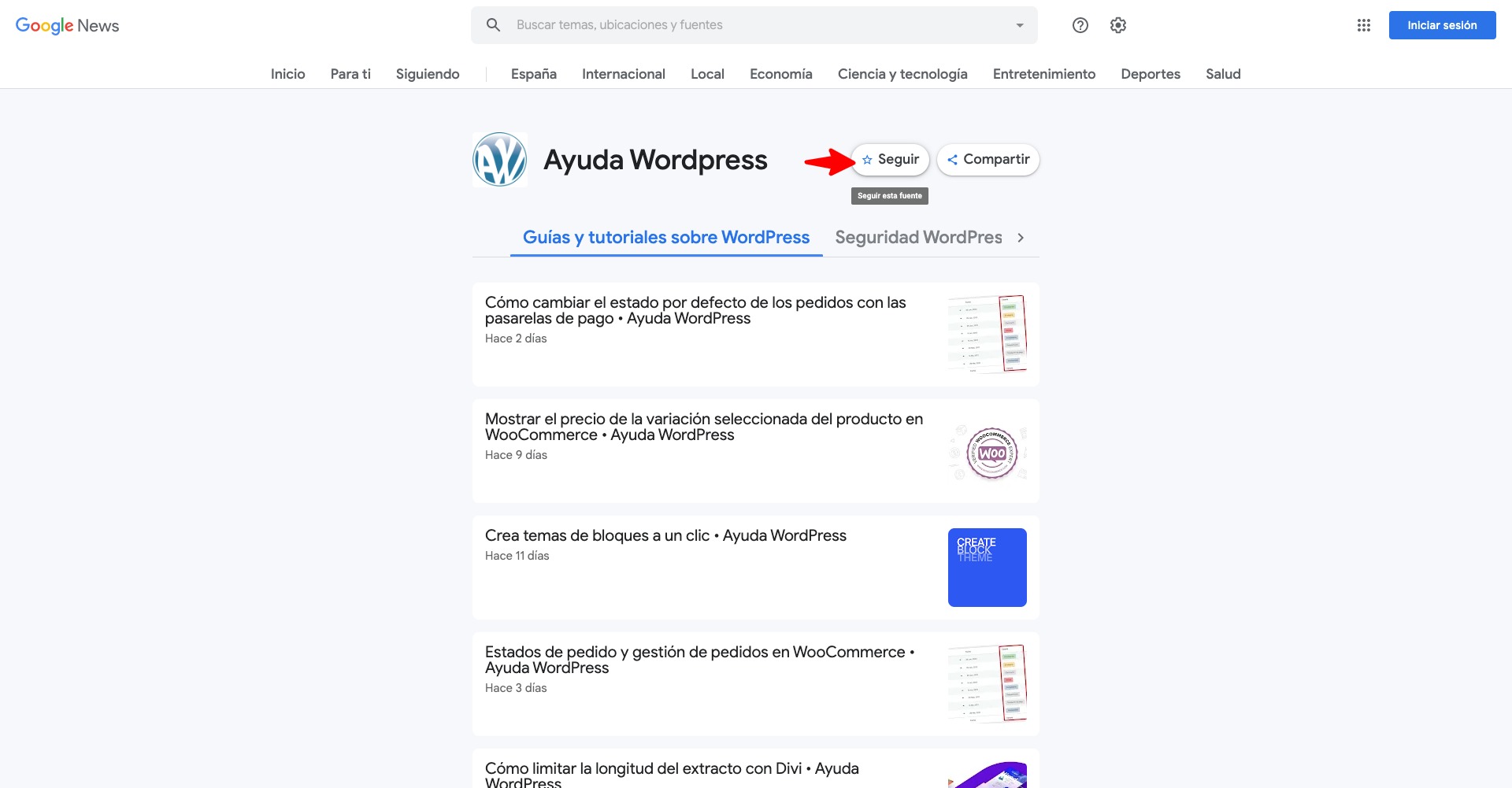 Ayuda WordPress en Google News @ Ayuda WordPress