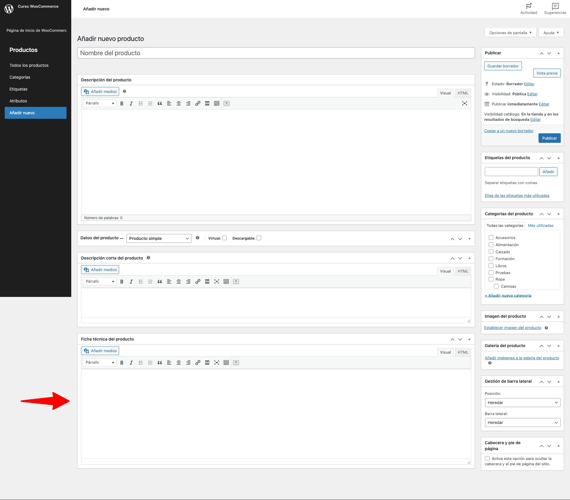 Cómo añadir una tercera caja de texto de descripción del producto en ...