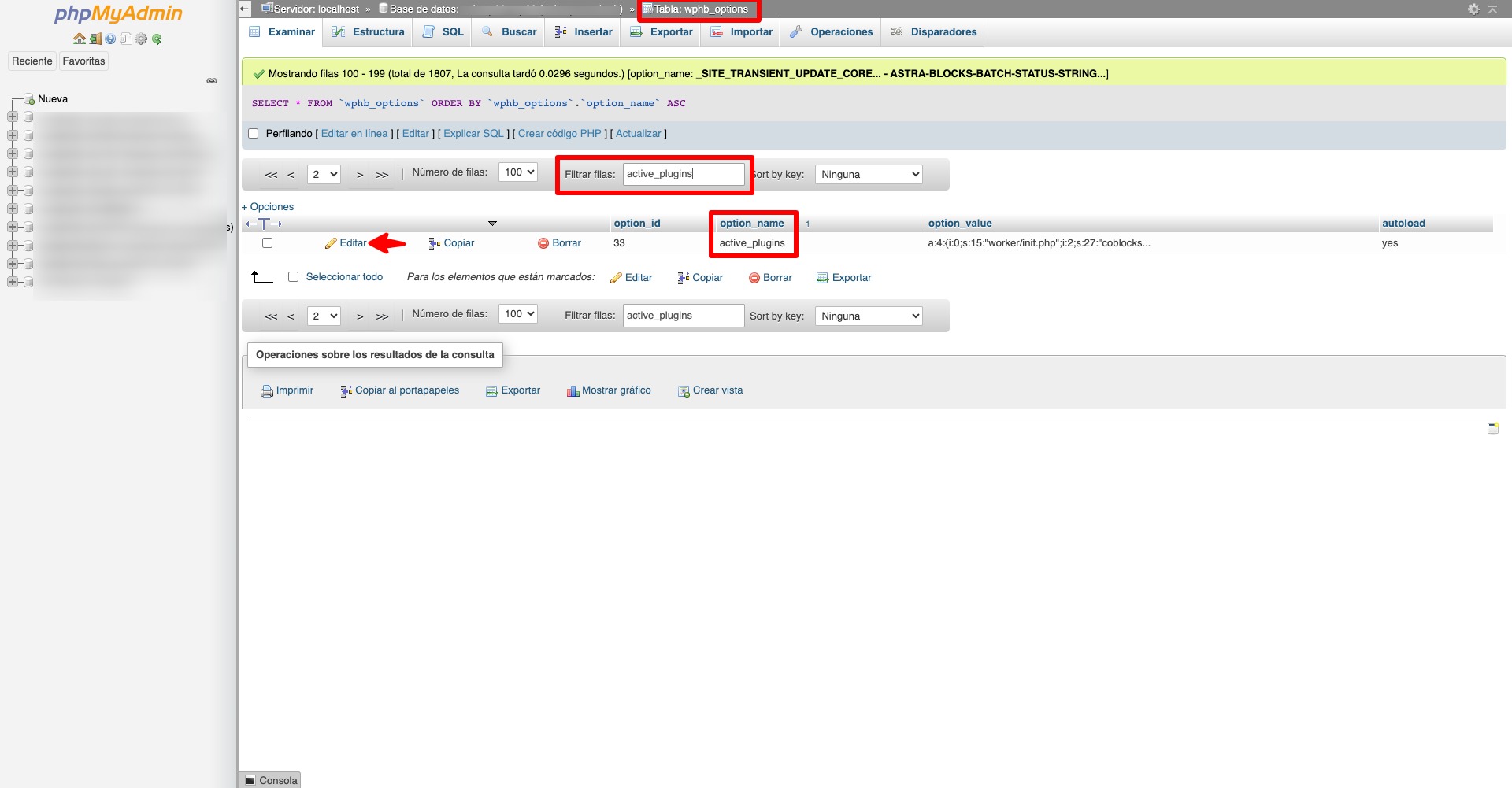 Cómo activar y desactivar plugins WordPress desde la base de datos @ Ayuda WordPress