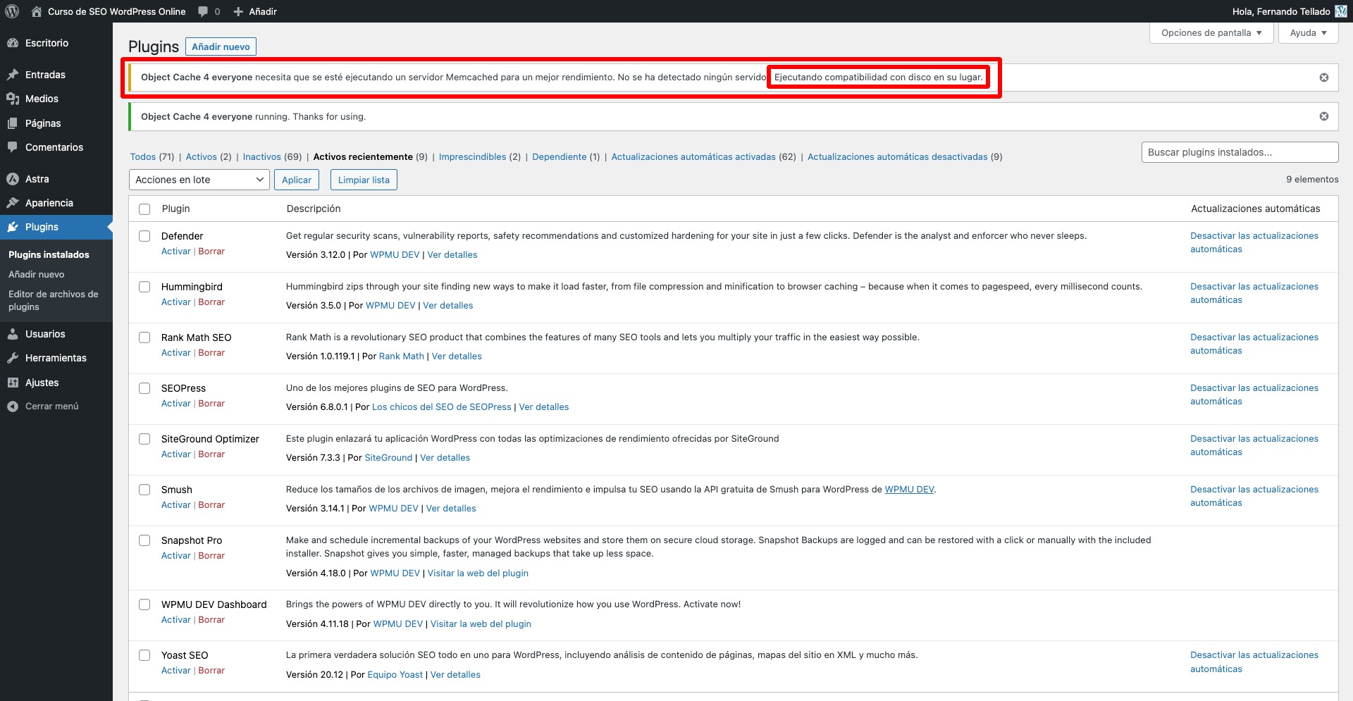 Caché de objetos (persistente) para todos @ Ayuda WordPress