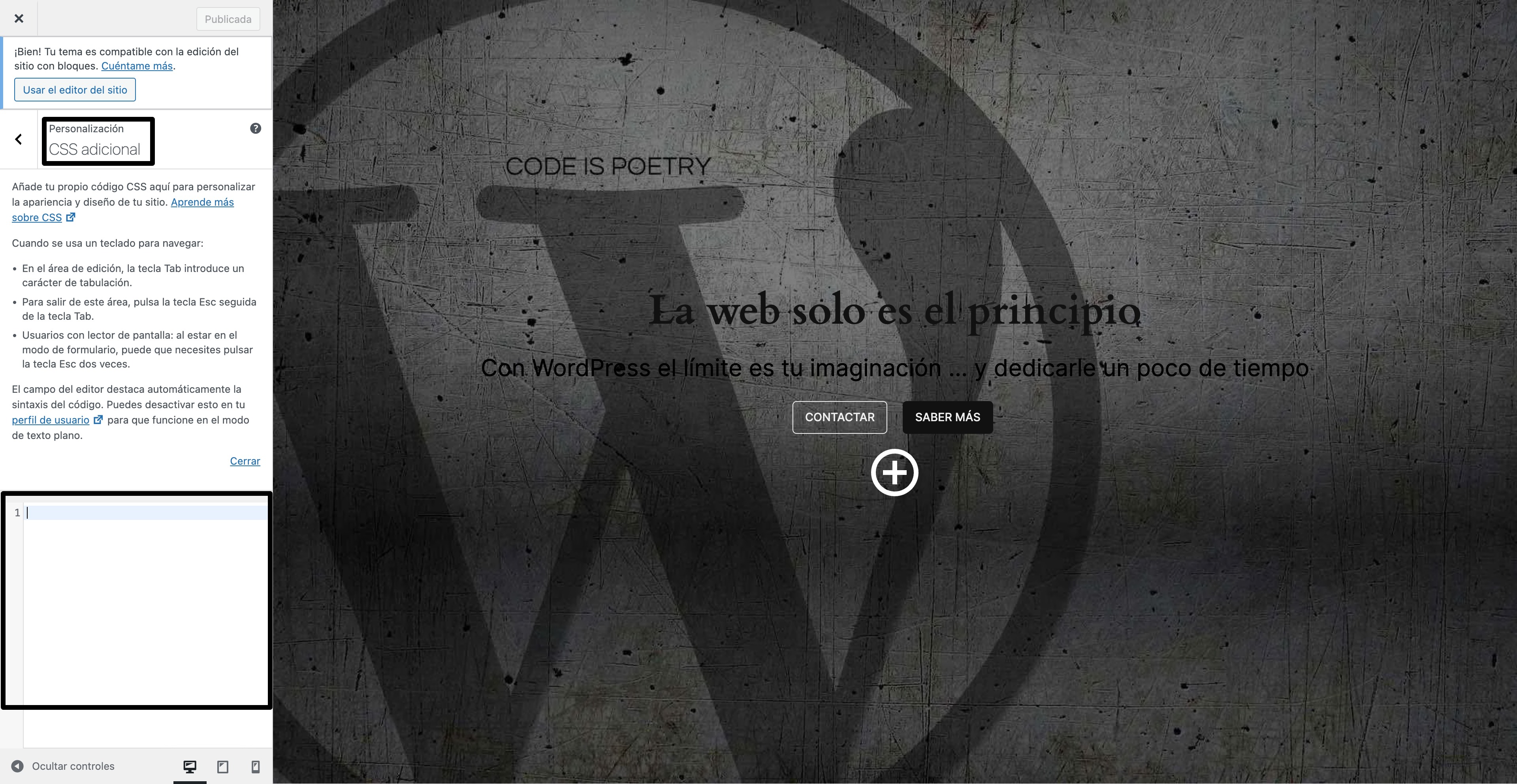 ¿Cómo se añade CSS personalizado en los temas de bloques? @ Ayuda WordPress