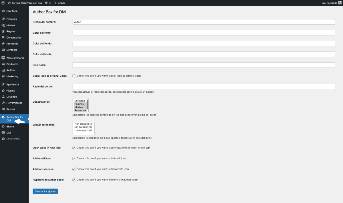 Caja de autor al final de los contenidos en Divi – Ayuda WordPress