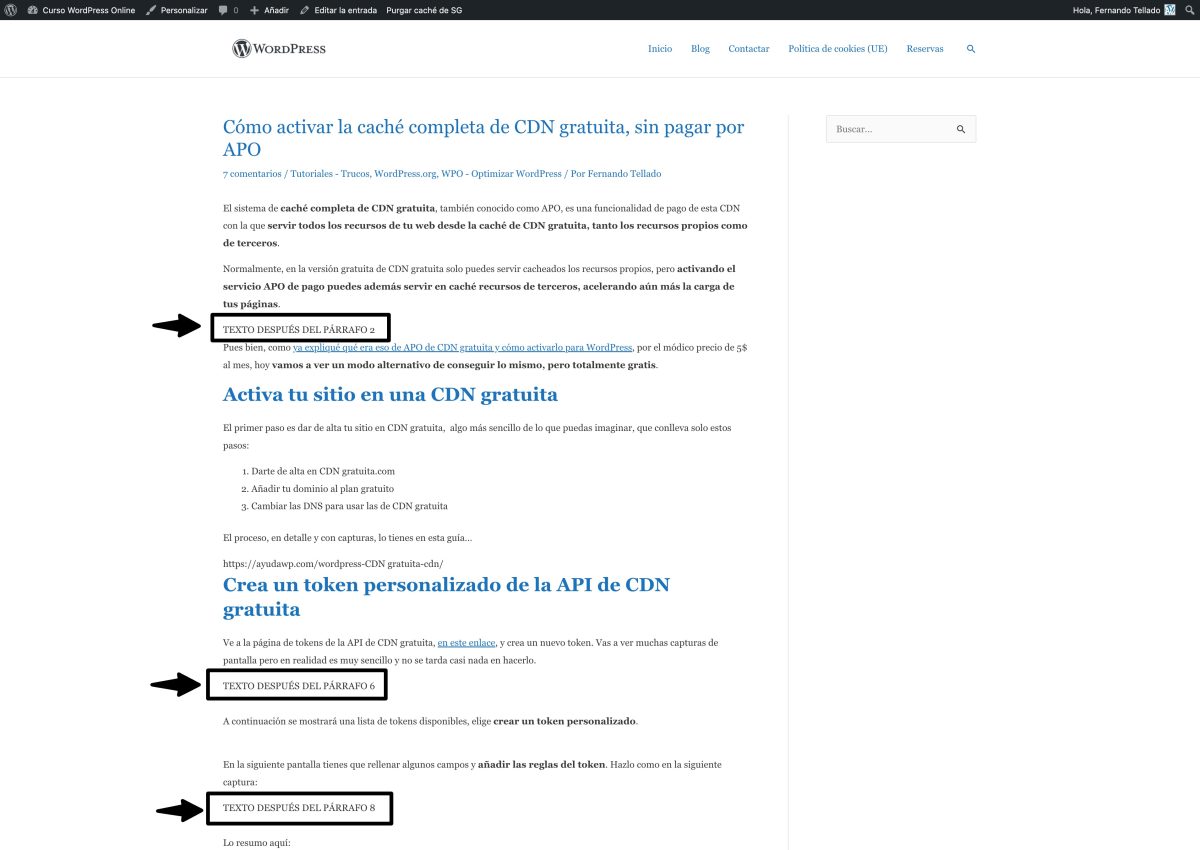 Cómo insertar anuncios o lo que sea después de varios párrafos del ...