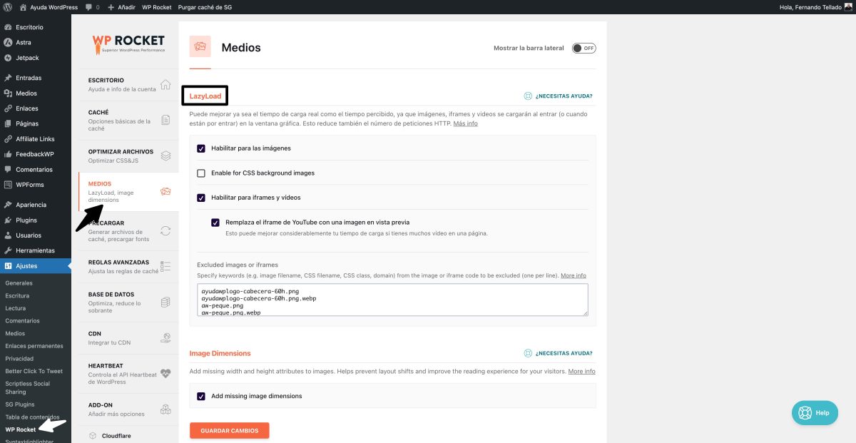 Cómo cambiar el umbral de carga de lazy load del plugin WP Rocket @ Ayuda WordPress
