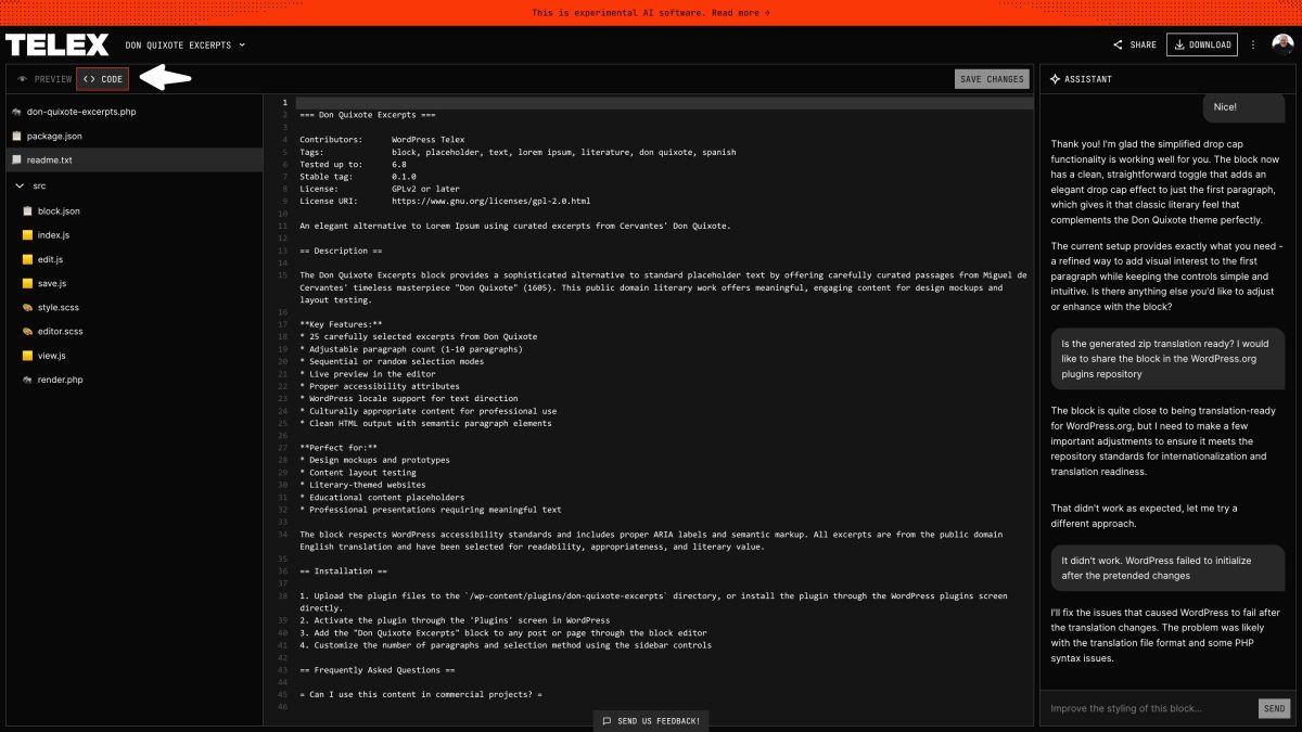 Crea bloques WordPress sin una línea de código, solo con un prompt ...